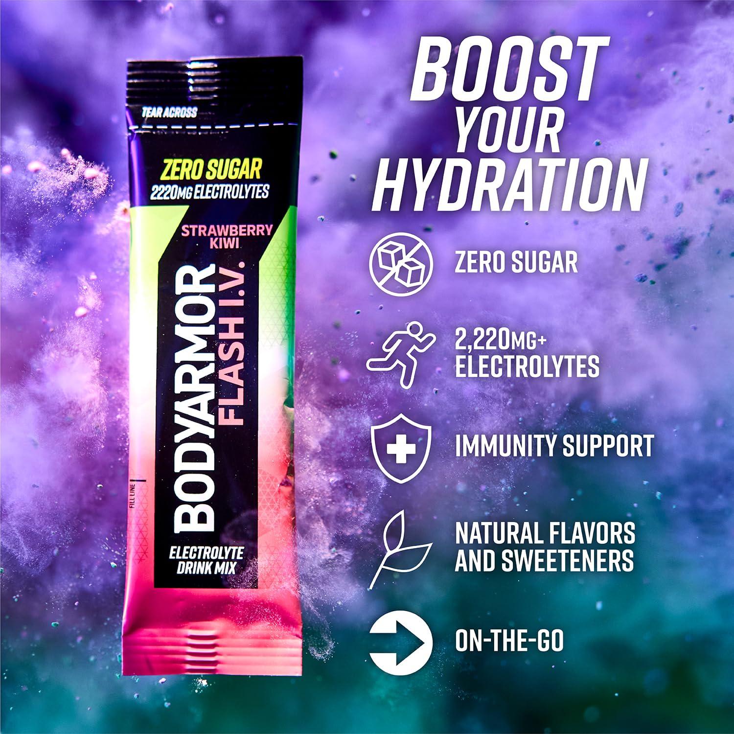 BODYARMOR Flash IV Electrolyte Packets, Lemon Lime – Zero Sugar Drink ...